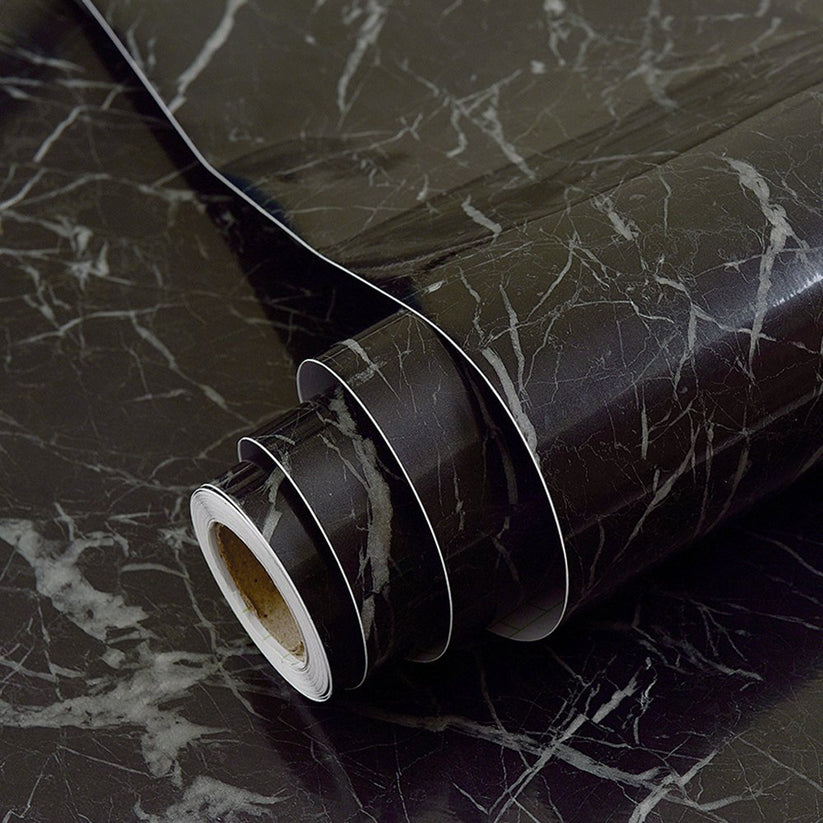 Vinil Autoadherible Tipo Mármol Negro Adhesivo para Decorar 40 cm x 3 ...